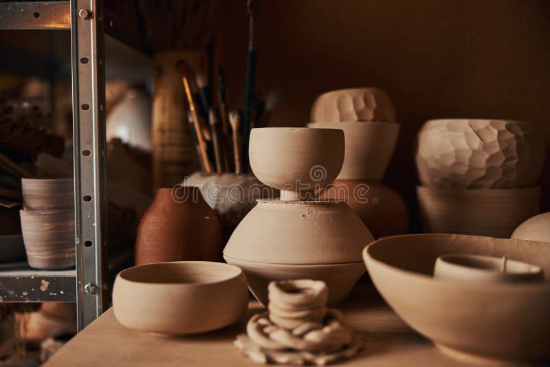 Image of Earthenware and Ceramic Ware in Art Studio Stock Image - Image ...