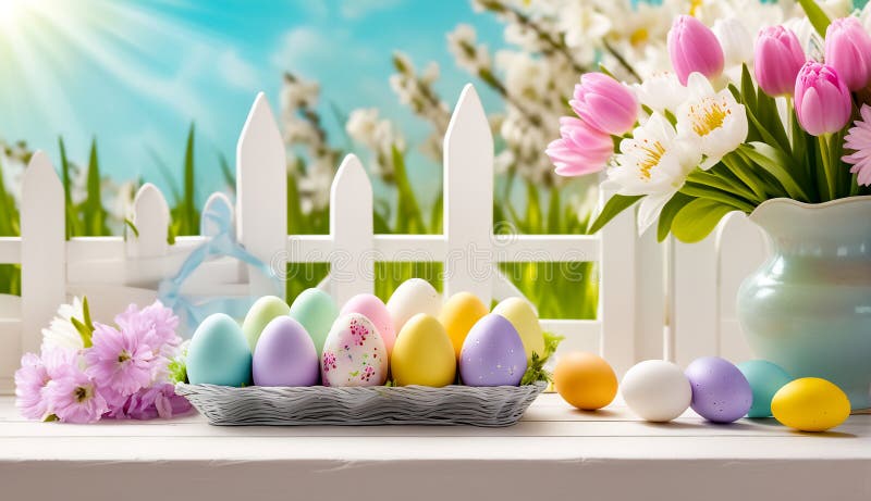 Easter Background, Easter Bunny ,Decorated Eggs and Cute Rabbit ...