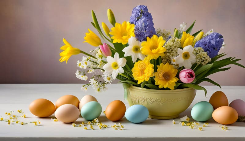 Easter Background, Easter Bunny ,Decorated Eggs and Cute Rabbit ...