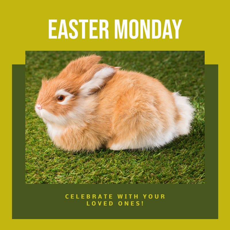 Image of Easter Monday Text Over Rabbit on Grass Stock Image - Image of ...