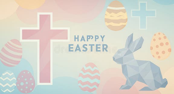An Easter Themed Design Featuring Crosses Eggs and a Rabbit Stock ...