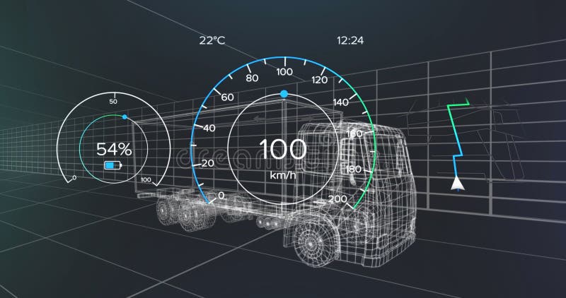 Image of Eco Icons and Data Processing Over 3d Car Technical Drawing ...
