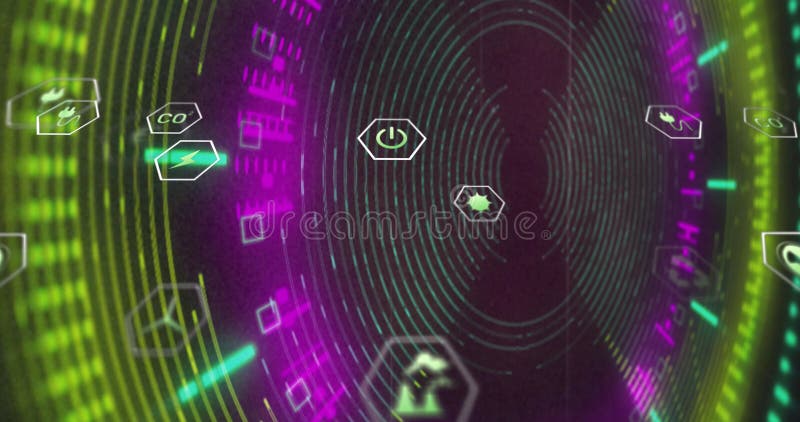 Image of Ecology Icons Over Scope Scanning Stock Illustration ...