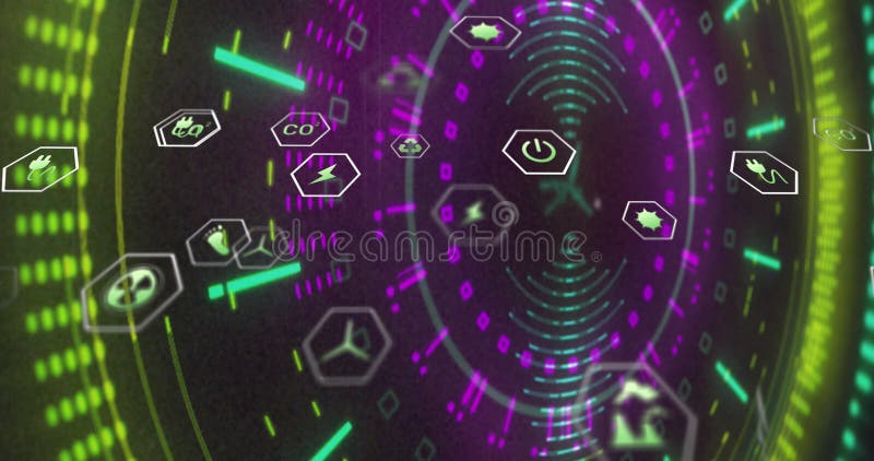 Image of Ecology Icons Over Scope Scanning Stock Illustration ...