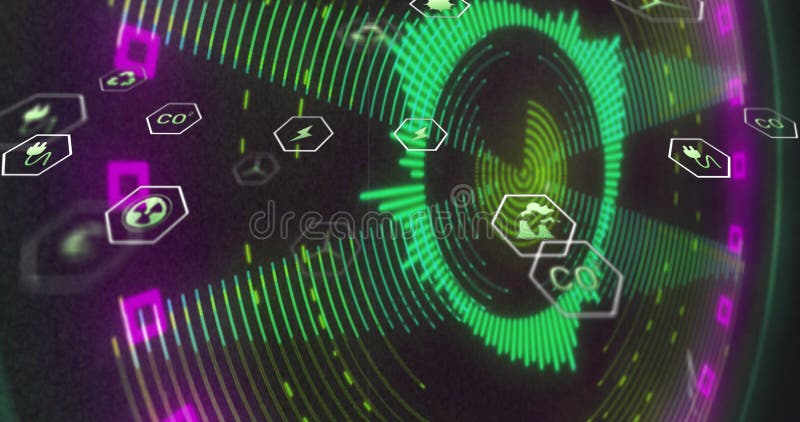 Image of Ecology Icons Over Scope Scanning Stock Illustration ...
