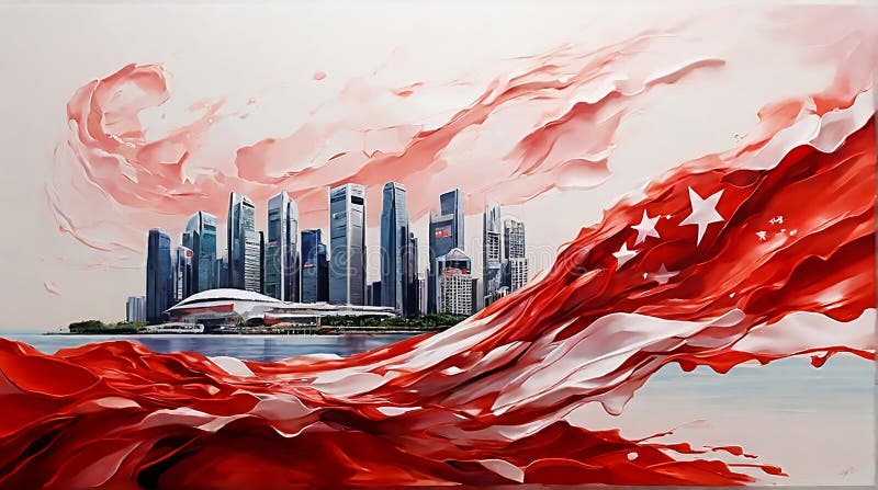 Proud Nation: Singapore City View for National Day Stock Illustration ...