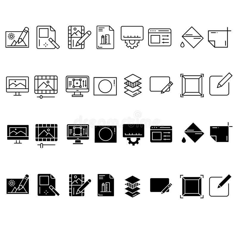 Image Editing Icon Vector Set. Online Editor Illustration Sign ...