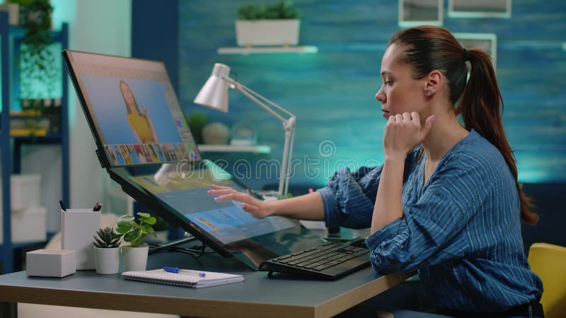 Image Editor Using Retouching App on Touch Screen Computer Stock Video ...