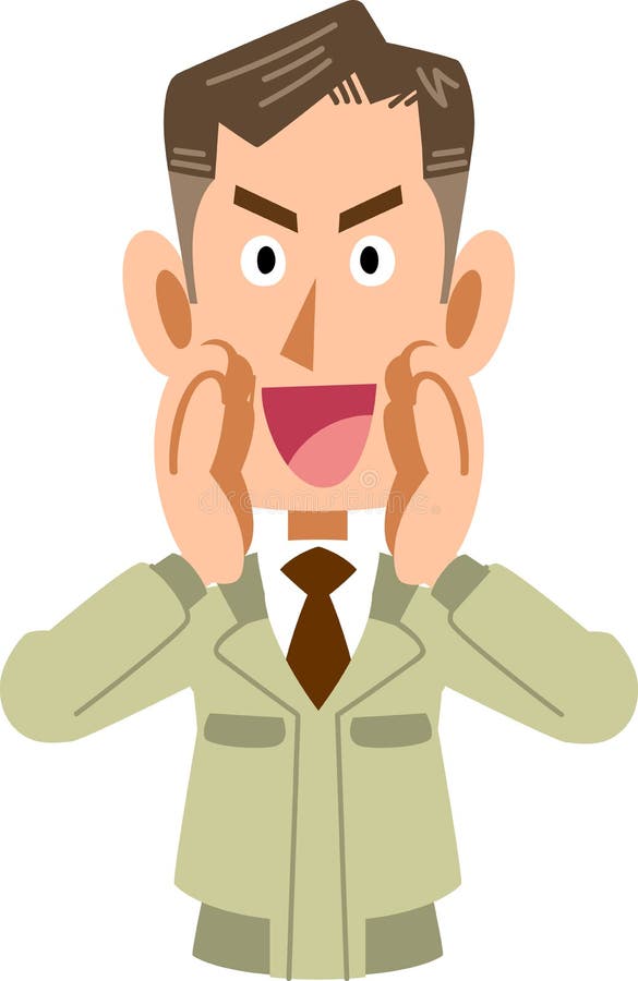 An Elderly Man at a Construction Shop Calling Out Loud Stock Vector ...