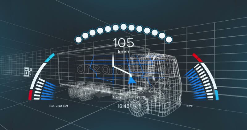 Image of Electric Car Digital Interface Over 3d Truck Stock ...