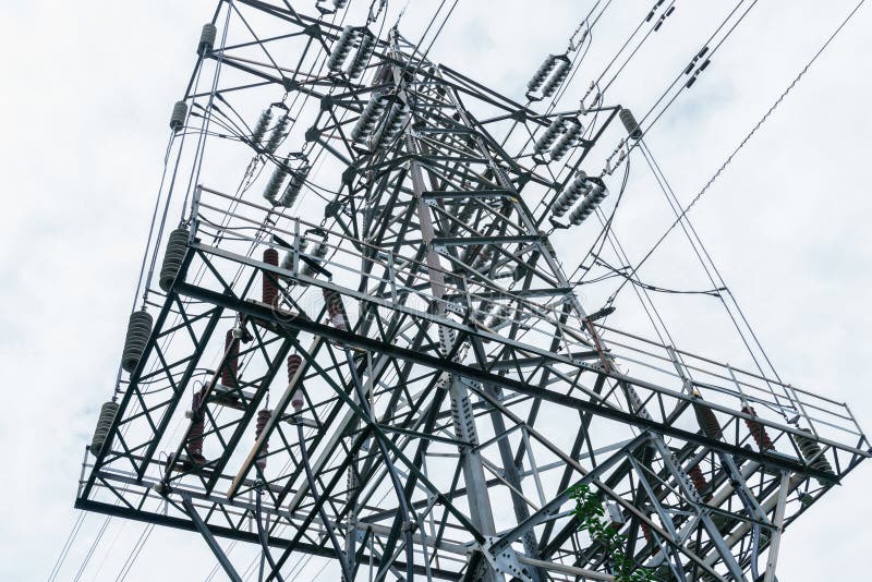 The Tall Metal Structure of an Electric Pole Has Wires All Around it ...