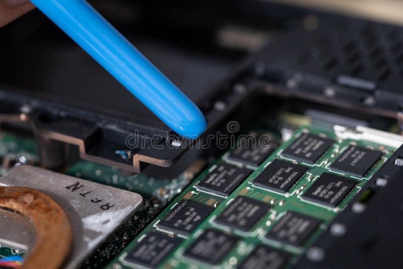Cleaning the PC Cleaning the Motherboard from Dust Using a Brush Stock ...