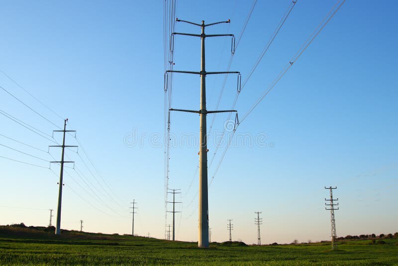 Image of Electricity Powerline View Stock Image - Image of blue ...