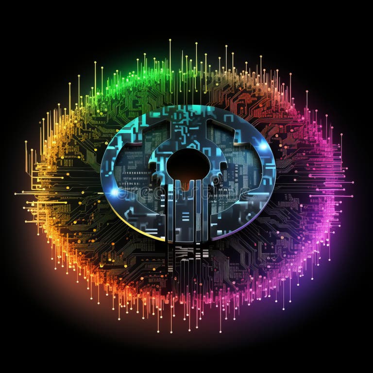 An Image of an Electronic Circuit Board with a Rainbow Colored Circle ...
