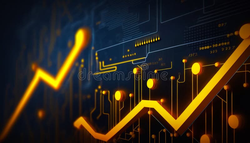 An Image of an Electronic Circuit Board with Rising Graph. Generative ...