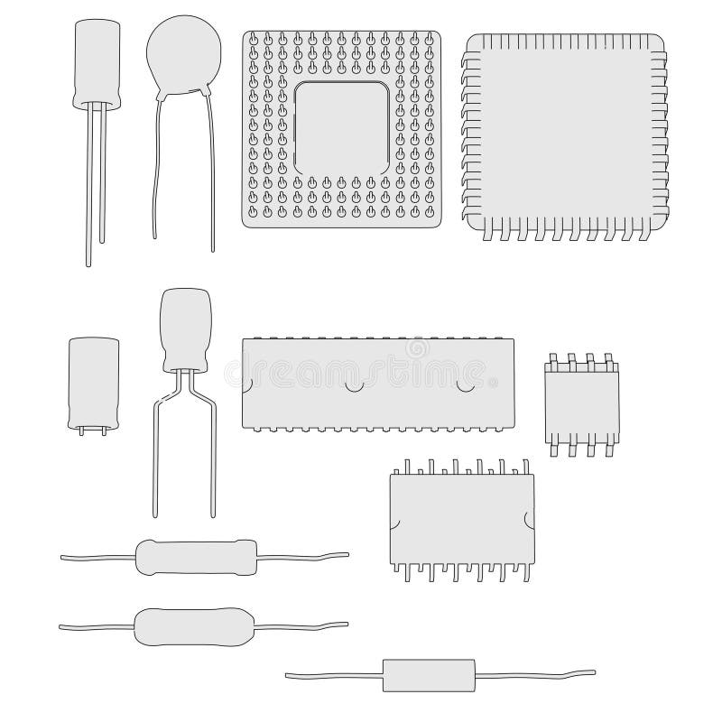 Image of electronic parts stock illustration. Illustration of sketch ...