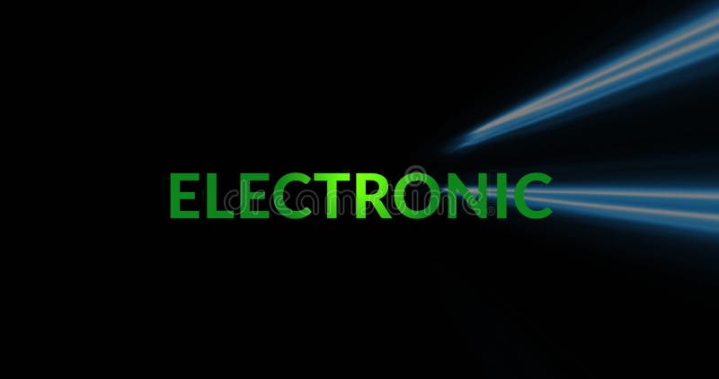 Image of Electronic Text Over Neon Light Trails on Black Background ...