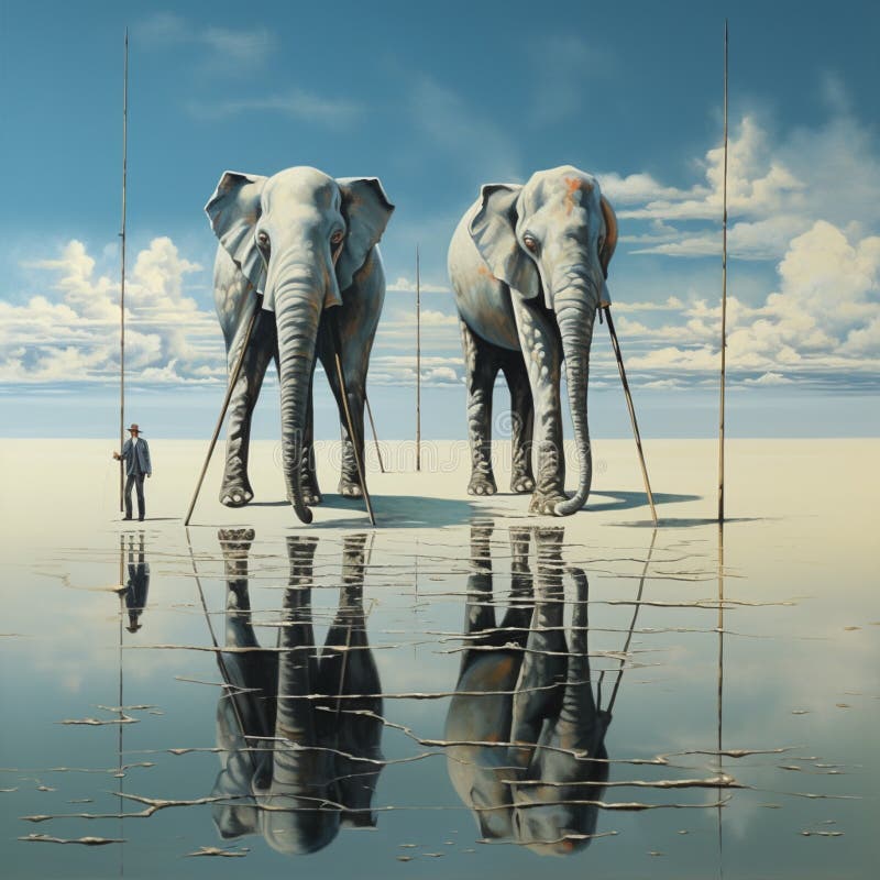 Image Elephant Standing Water with Long Legs Generative AI Stock ...