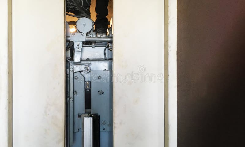 Image of Elevator Doors Open for Lift Machinist Technician Inspector To ...