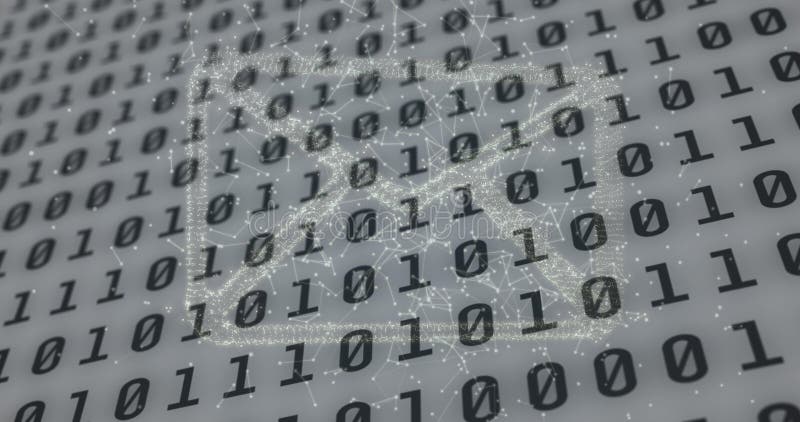 Image of Email Over Binary Code on Grey Background Stock Illustration ...