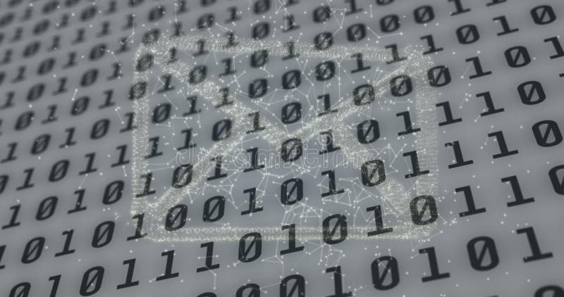 Image of Email Over Binary Code on Grey Background Stock Illustration ...