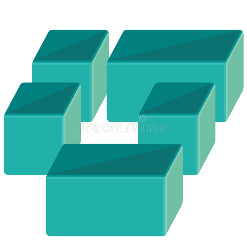 Image of Emerald-colored Rectangles and Cubes with Shadow on a White ...