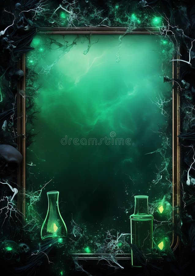 Emerald Witch Potion Halloween Frame Border Stock Illustration ...