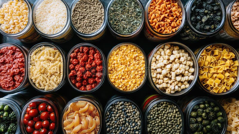 Image of Emergency Food Reserves Featuring Canned Goods, Pasta, and ...