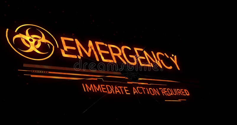 Image of Emergency Text with Biohazard Symbol on Black Background Stock ...