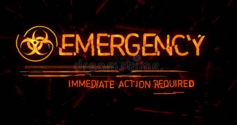 Image of Emergency Text with Biohazard Symbol on Black Background Stock ...