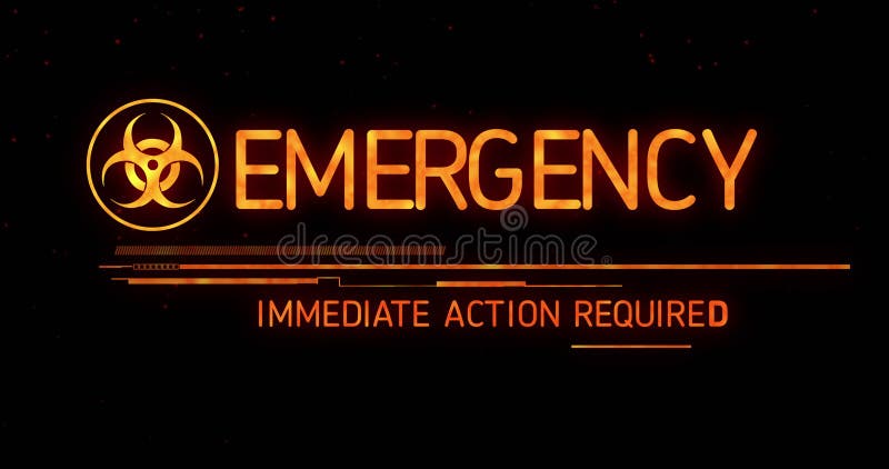 Image of Emergency Text with Biohazard Symbol on Black Background Stock ...