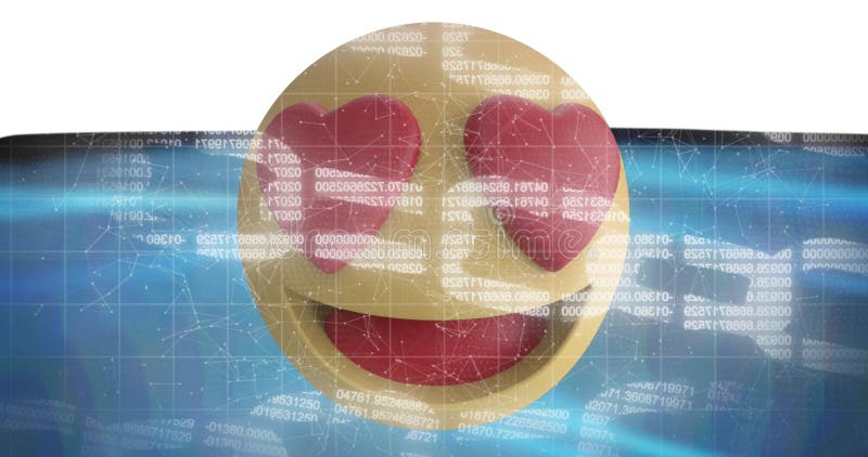 Image of Emoji Icons Over Data Processing and Networks of Connections ...