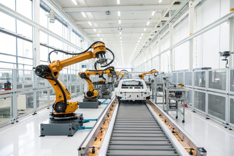 IoT Industry 4.0: Smart Factory Automation with Robotic Arms Stock ...