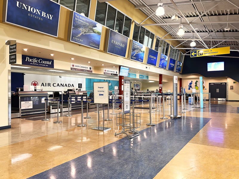 Image of an Empty Check in Area at the Comox Airport with No People ...