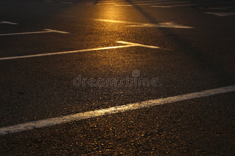 Image of Empty Parking Lot during Sunset. Asphalt Background. Stock ...