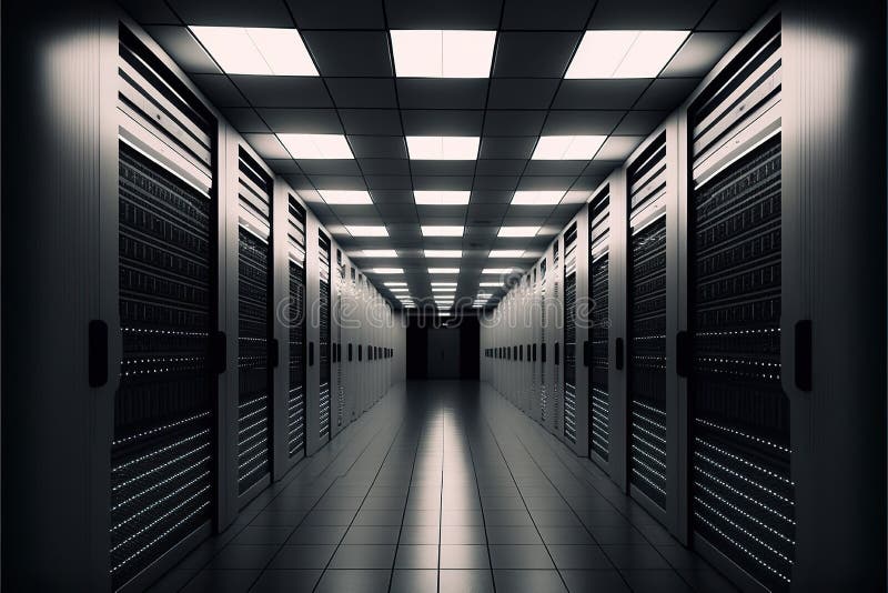 Image of Empty Server Room Corridor, Created Using Generative Ai ...