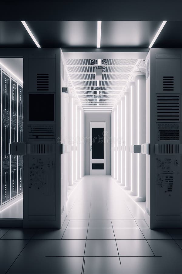 Image of Empty Server Room Corridor, Created Using Generative Ai ...