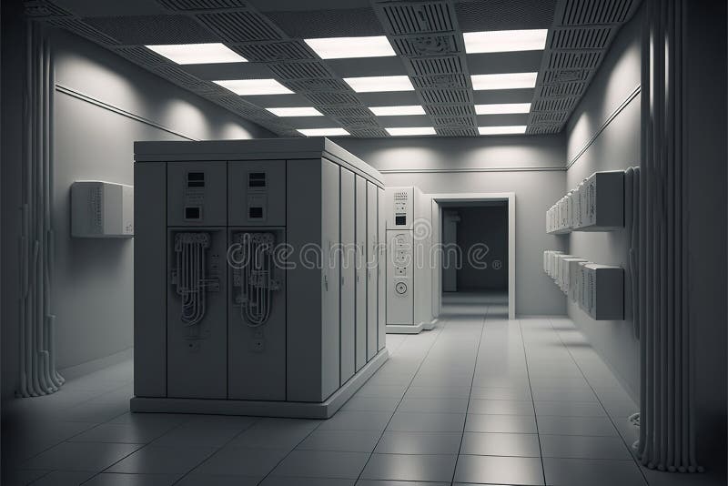 Image of Empty Server Room Corridor, Created Using Generative Ai ...