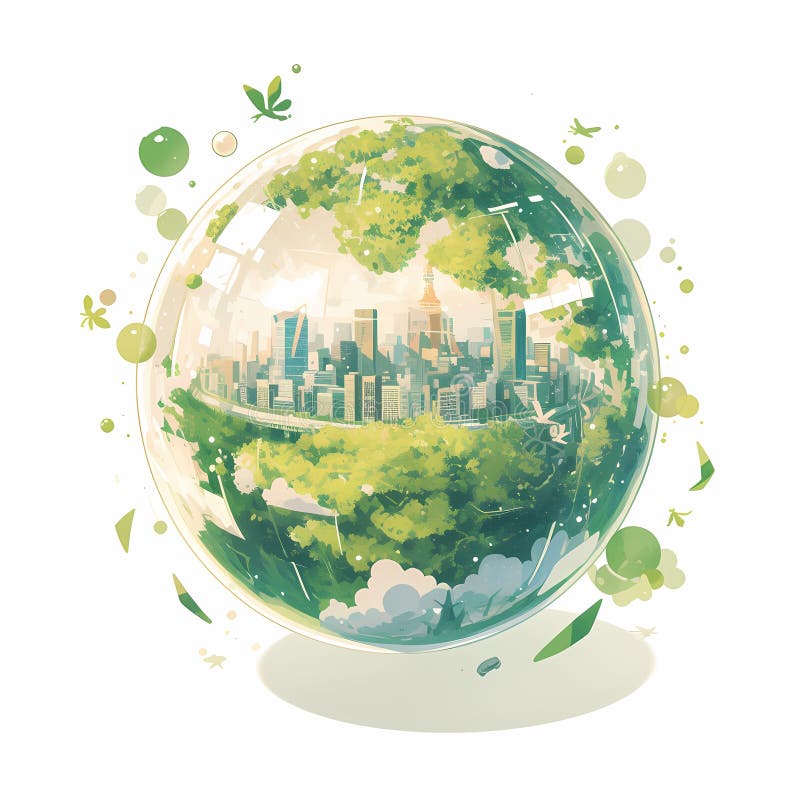 Eco-Friendly Cityscape stock illustration. Illustration of ...