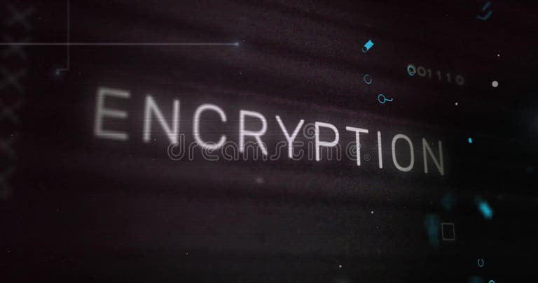Image of Encryption Text and Digital Data Processing Over Black ...