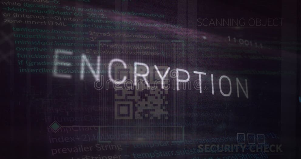 Image of Encryption Text Over Qr Code, Motherboard and Data Processing ...
