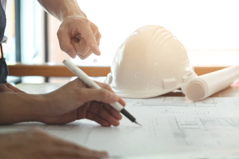 Image of Engineer or Architectural Project, Close Up of Hands Ar Stock ...