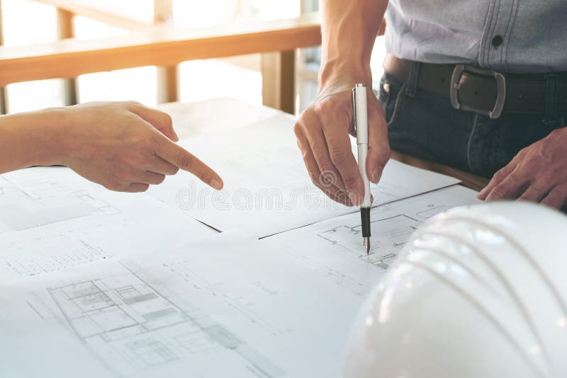 Image of Engineer or Architectural Project, Close Up of Hands Ar Stock ...