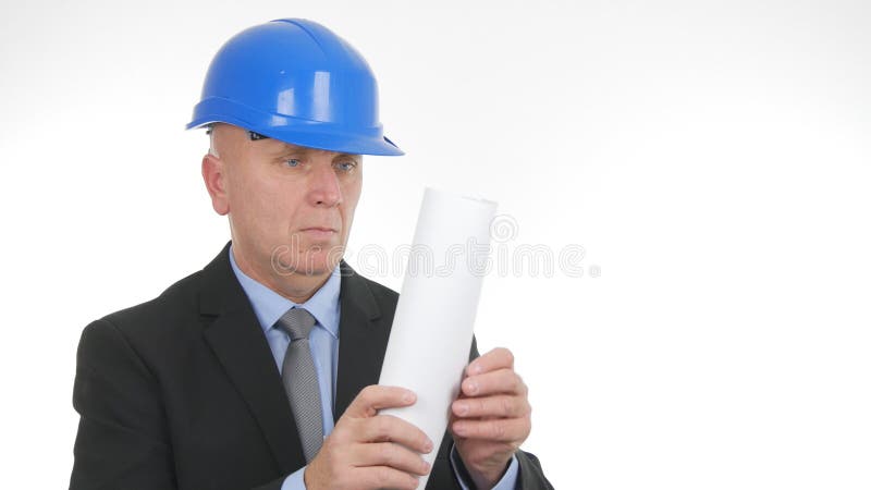 Engineer Image Checking Architect Paper Plans Stock Photo - Image of ...