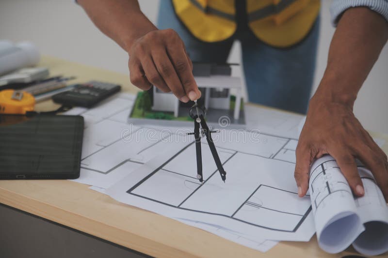 Image of Engineer Meeting for Architectural Project. Working with ...