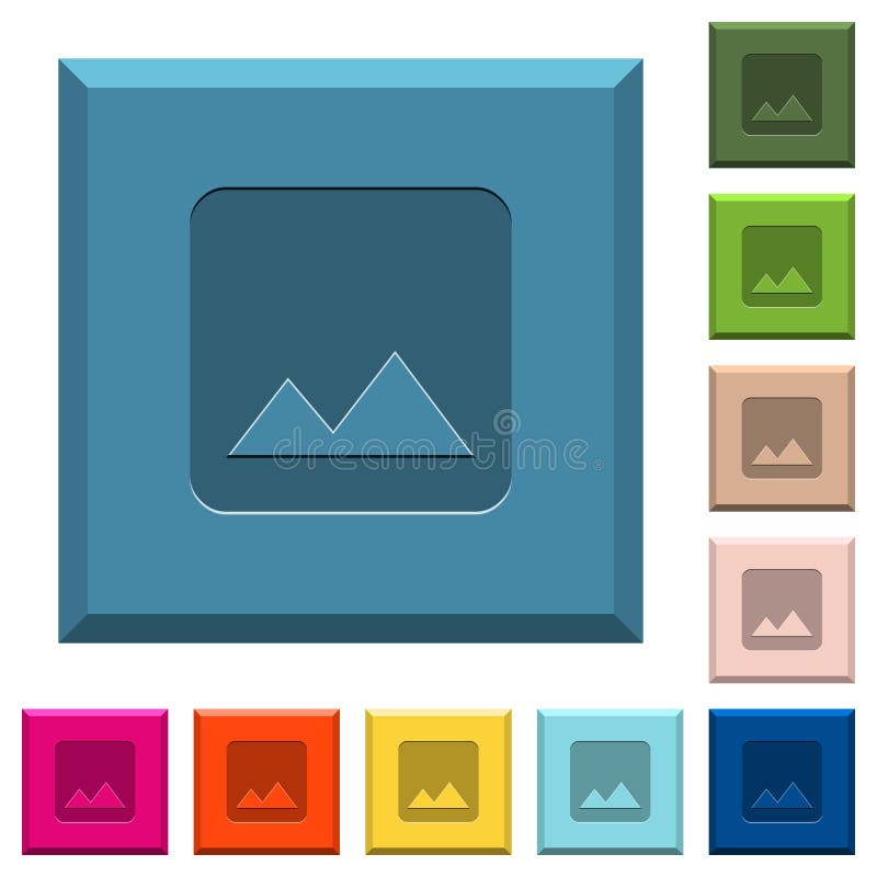 Image Engraved Icons on Edged Square Buttons Stock Vector ...