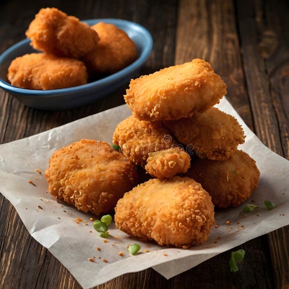 A Close-Up of Crispy Chicken Nuggets, Highlighting the Textures and ...