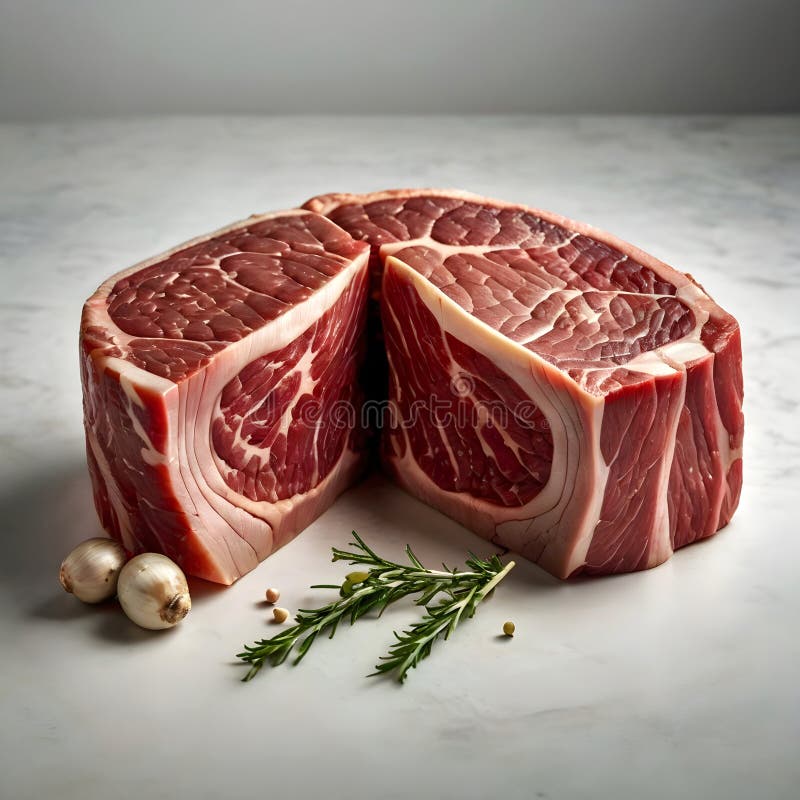 A Still Life Composition of Three Raw Beef Cuts, Neatly Arranged on a ...