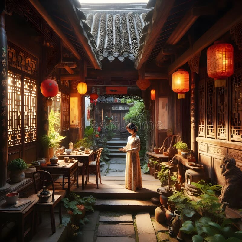 Image of Entering an Nostalgic Illusion of an Old Chinese House with a ...