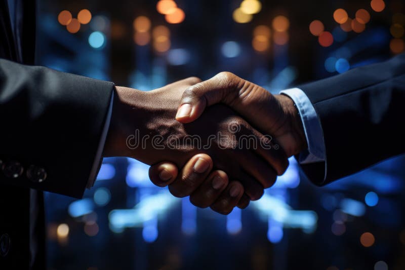 Image of Enterprise Collaboration, Two People Shaking Hands. Generative ...